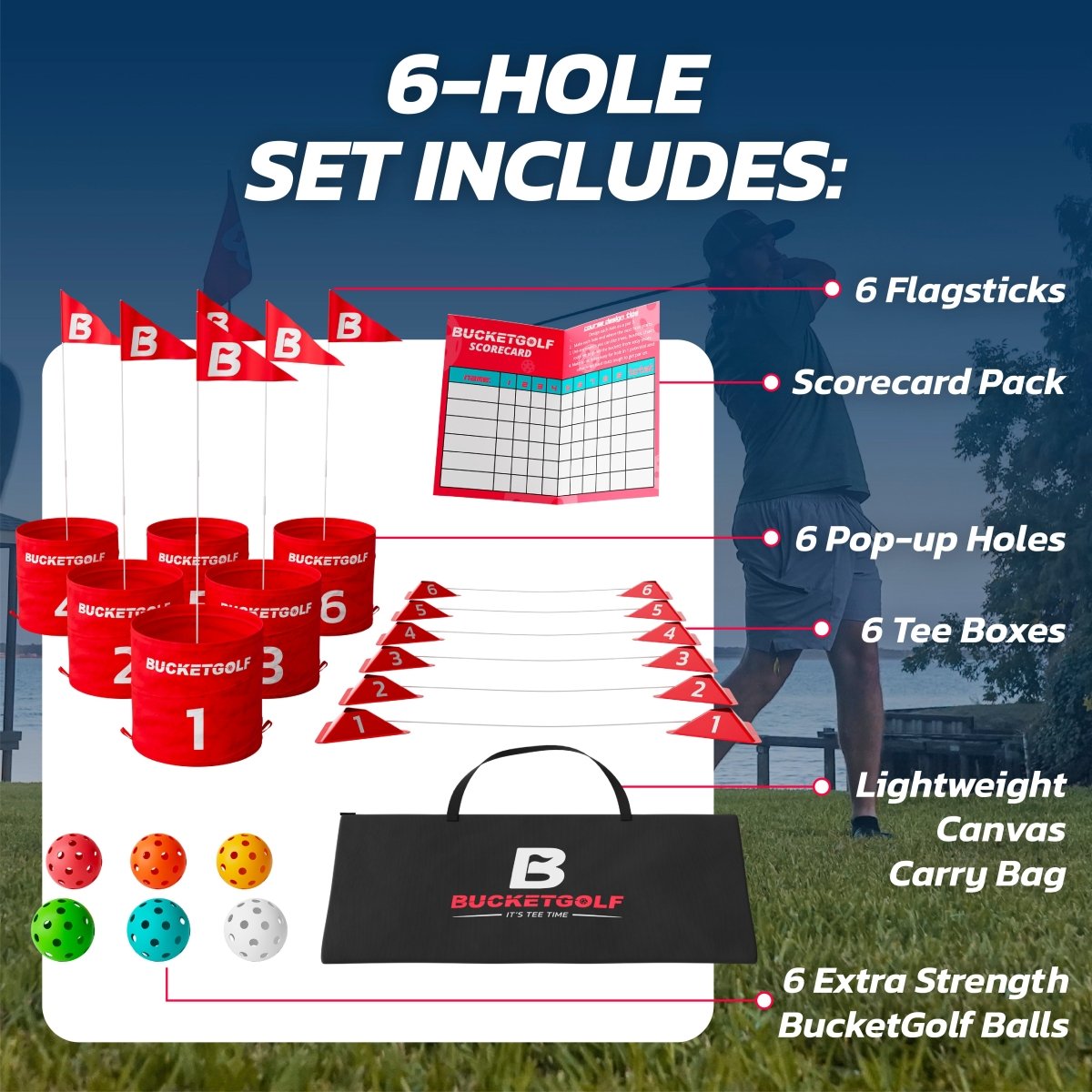 BucketGolf Game | Portable 6 Hole BackYard Golf Game For Outdoor ...